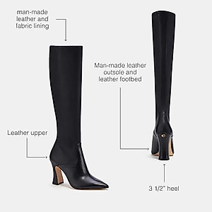 Coach Women's Cece Leather Boot Knee High, Black, 8.5