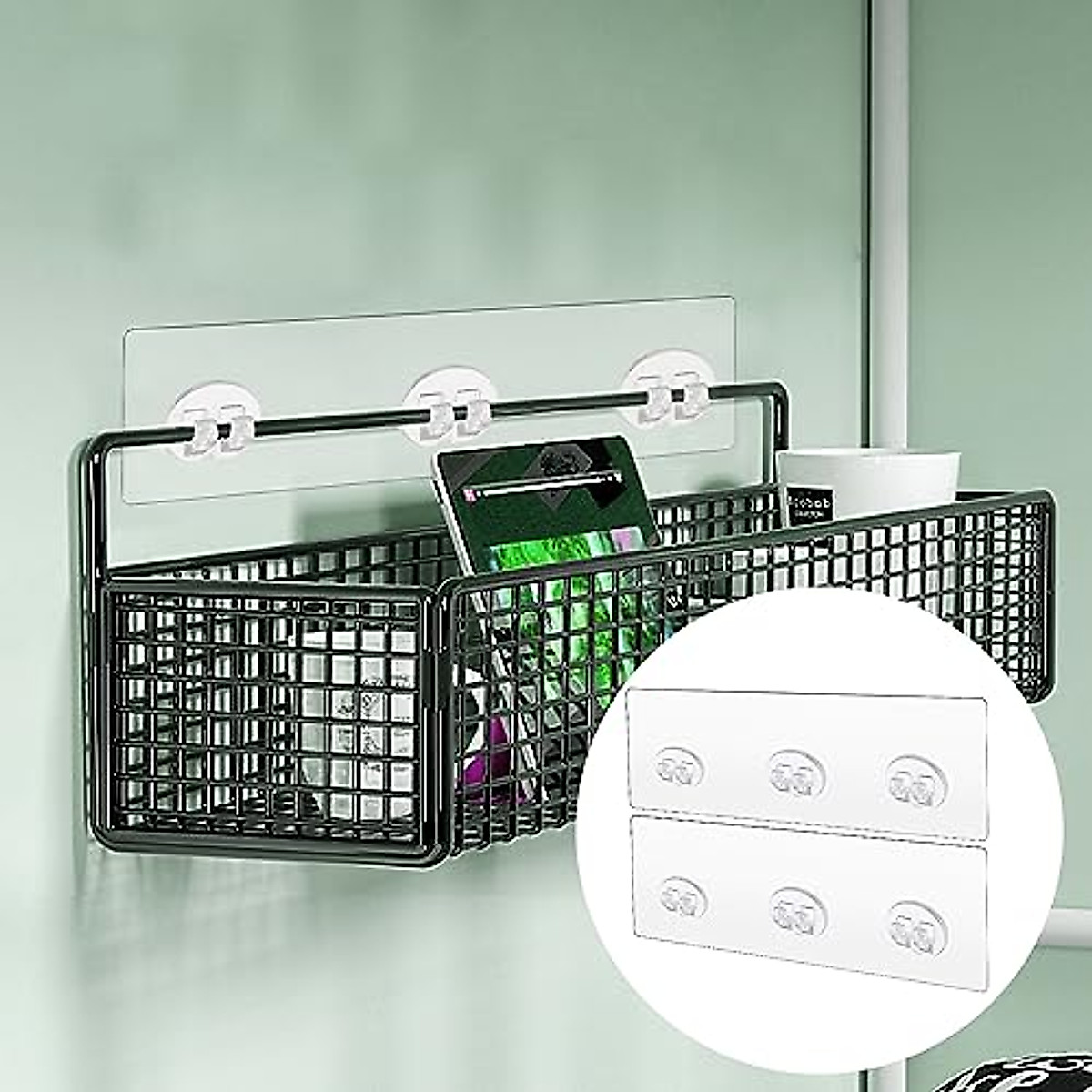 Ouligay 2PCS Shower Caddy Adhesive Hooks Replacement No Drilling Shower Wall Caddy Hooks Strong Sticker Hooks Corner Shower Caddy Adhesive Sticker for Bathroom Shower Caddy