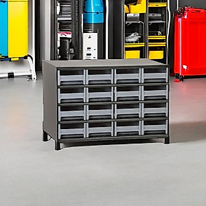 Akro-Mils 19416 Steel Parts Craft Storage Cabinet Hardware Organizer (17-Inch W x 11-Inch D x 11-Inch H), 16-Drawer, Gray Cabinet/Gray Drawers