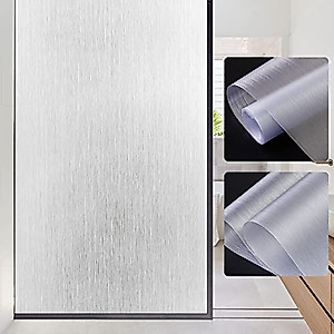 Viseeko Privacy Window Film: Frosted Glass Window Film Non-Adhesive Static Cling Window Film Sun Blocking Removable Room Decor for Bathroom Home Office (Silver Silk, 23.6 x 78.7 inches)