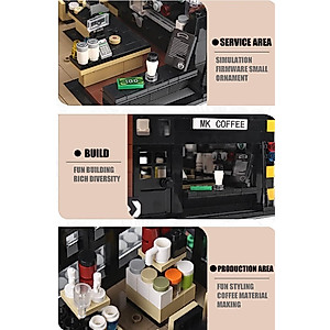 General Jim's Coffee House Modern Architecture Building Blocks Two Level City Modular MOC Bricks Toy Building Set with Light Effects Great Modular Build for Teens and Adults