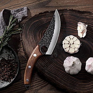 YOTSUBA Japanese Knife,Butcher Knife Boning Knife with Sheath,Meat Knife High Carbon Steel Fillet Knife Caveman Knife Chef Knives for Kitchen, Camping, BBQ