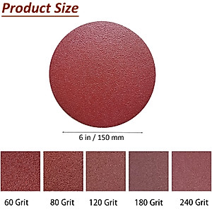 SACKORANGE 100 PCS 6" PSA Sanding Discs -20 Each of 60, 80, 120, 180, 240, Grit- 6 Inch Self Adhesive Stickyback Sandpaper Discs for DA Sander, Sand Automotive Car Paint, Woodworking Wood, Metal