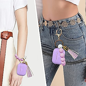 Case for AirPods Pro 2, AIIEKZ Cute AirPod Pro 2 Cover for Women Girls, Soft Silicone Case for Air Pods Pro 2nd Generation Wireless Charging Case with Beaded Bracelet Keychain (Lavender Purple)