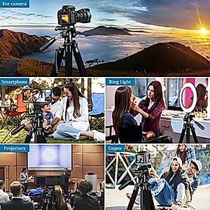 VICTIV 74” Camera Tripod, Tripod for Camera and Phone, Aluminum Tripod for Canon Nikon with Carry Bag and Phone Holder, Compatible with DSLR，iPhone, Projector, Webcam, Spotting Scopes