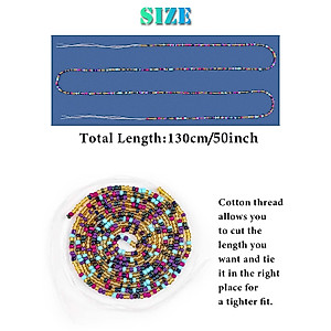 ELABEST Plus Size African Waist Beads Chain Layered Belly Body Chain Beach 7Pack Waist Jewelry Body Accessories for Women (Tie on)