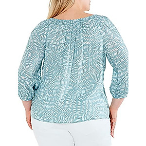 NIC+ZOE Women's Plus Size in Stitches TOP, Blue Multi, 3X