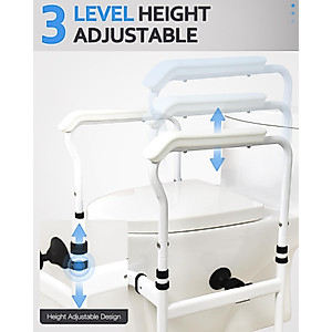 Sangohe Toilet Safety Rails - Toilet Safety Rails for Elderly - Toilet Safety Frame for Elderly, Handicap, or Disabled - Handicap Toilet Seat with Handles - Toilet Bars for Elderly and Disabled, 502D