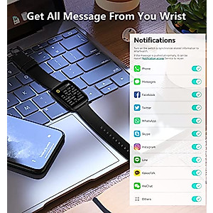 BRIBEJAT BT3 Smart Watch for Men Women Compatible with Samsung iPhone Android Phones (Dial/Answer Calls) 1.7'' 2.5D Screen, Voice Assistant, SpO2/Heart Rate/Sleep Monitor, IP68 Waterproof, Black