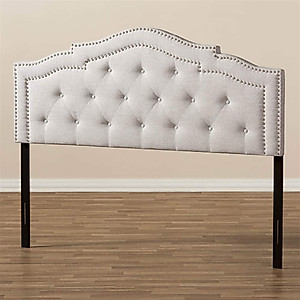 Baxton Studio Edith Modern and Contemporary Greyish Beige Fabric Full Size Headboard Beige/Full//Contemporary/Fabric Polyester 100%"/LVL/Foam