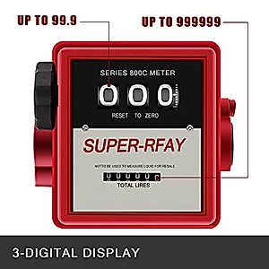 Fuel Flow Meter 1 Inch BSP Mechanical Gauge 3 Digital for Diesel Tank Transfer Pump Counter ±1% High Accuracy 32 GPM 142 PSI Gas Oil Flowmeters 20-120 LPM