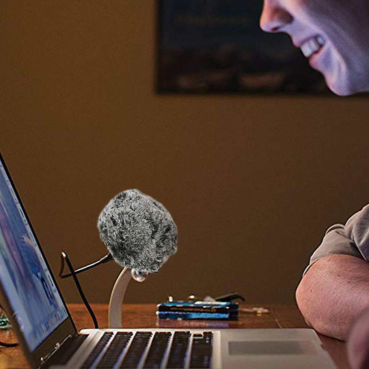 Microphone Windscreen - Furry Windscreen Muff Wind Cover Custom Fit for Shure MV5 Condenser Microphone