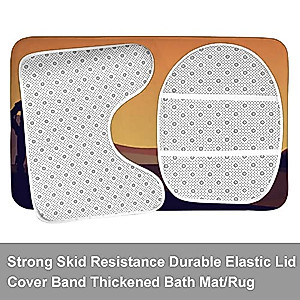 4 Pcs Shower Curtain Set Tatooine Sunset with Non-Slip Rugs Toilet Lid Cover and Bath Mat Bathroom Decor Set 72" X 72"