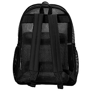 K-Cliffs Heavy Duty Classic Gym Student Mesh See Through Netting Backpack | Padded Straps | Black