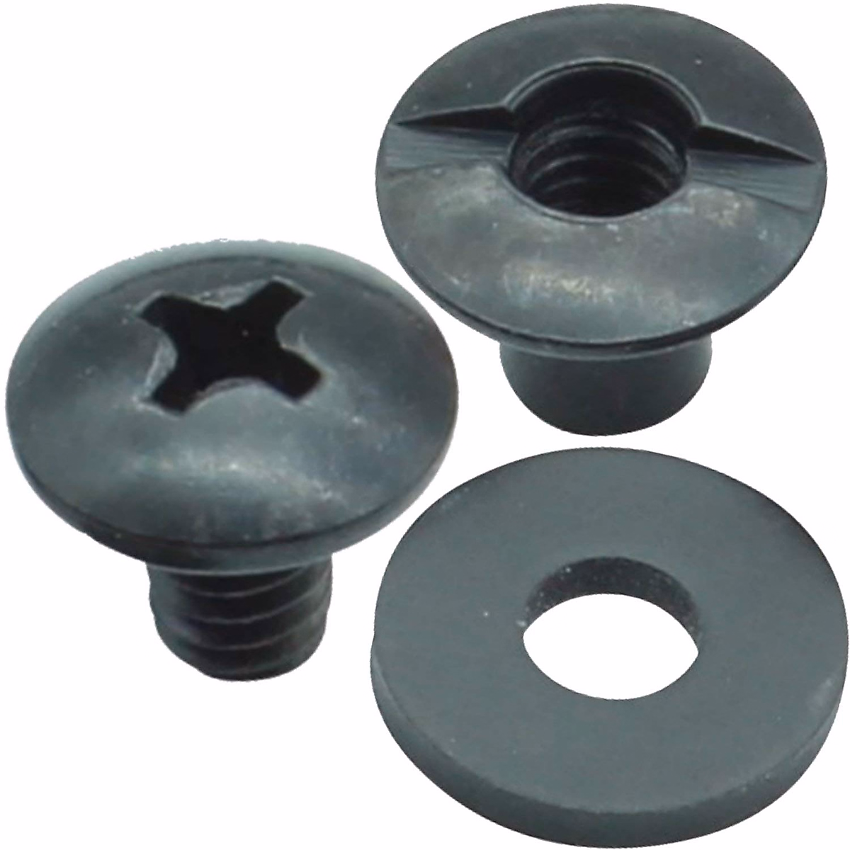 Black Chicago Screw - Thru Hole Binding Post Kit 1/8, 1/4, 3/8, 1/2 Inch Machine Screw Fasteners + Rubber Washers, QuickClipPro Kydex Leather Holster Sheath (1/8" - Flat Head 10 Pack DBL-Washer)