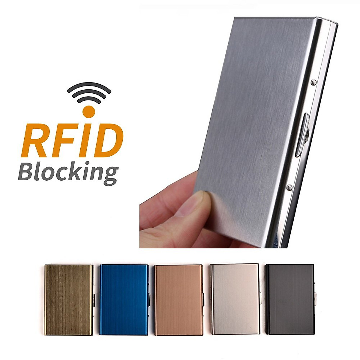 EASTNIGHTS RFID Credit Card Holder Stainless Steel Credit Card Wallet Business Card Holder for Women Men