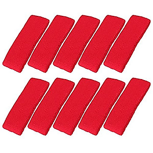 Mallofusa 10 PCS Sports Basketball Headband/Sweatband Head Sweat Band/Brace Gift Party Outdoor Activities (Red)