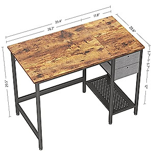 Cubiker Computer Home Office Desk with Drawers, 40 Inch Small Desk Study Writing Table, Modern Simple PC Desk, Rustic Brown