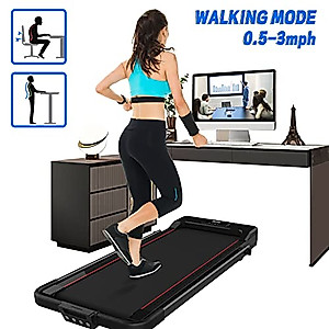 Walking Pad Under Desk Treadmill Desk Treadmill for Office Under Desk 265LBS with Blue Tooth Speaker, Remote Control and LED Display, Walking Jogging, Foldable & Portable
