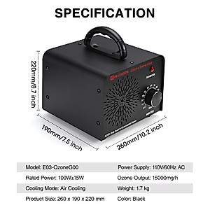 ELIXRION Ozone Generator, 15000mg/h Capacity Ionizer Professional O3 Air Ozone Machine for Odors, for Home, Kitchen, Cars, Office, Basement, Pets, Smoke