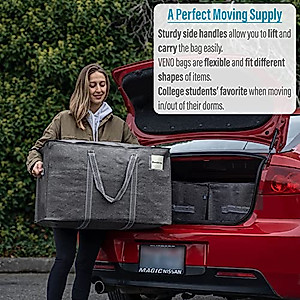 VENO 8 Pack Extra Large Moving Storage Bags with Zippers, Foldable Heavy-Duty Tote for Space Saving, Alternative to Moving Boxes, Packing Supplies, Plastic Storage Bins (Dark Gray - Set of 8)