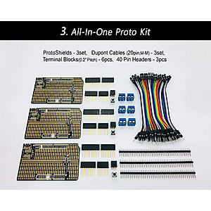 ElectroCookie Proto Shield Kit Compatible with Arduino Uno, Stackable DIY Expansion Prototype PCB (3 Pack)