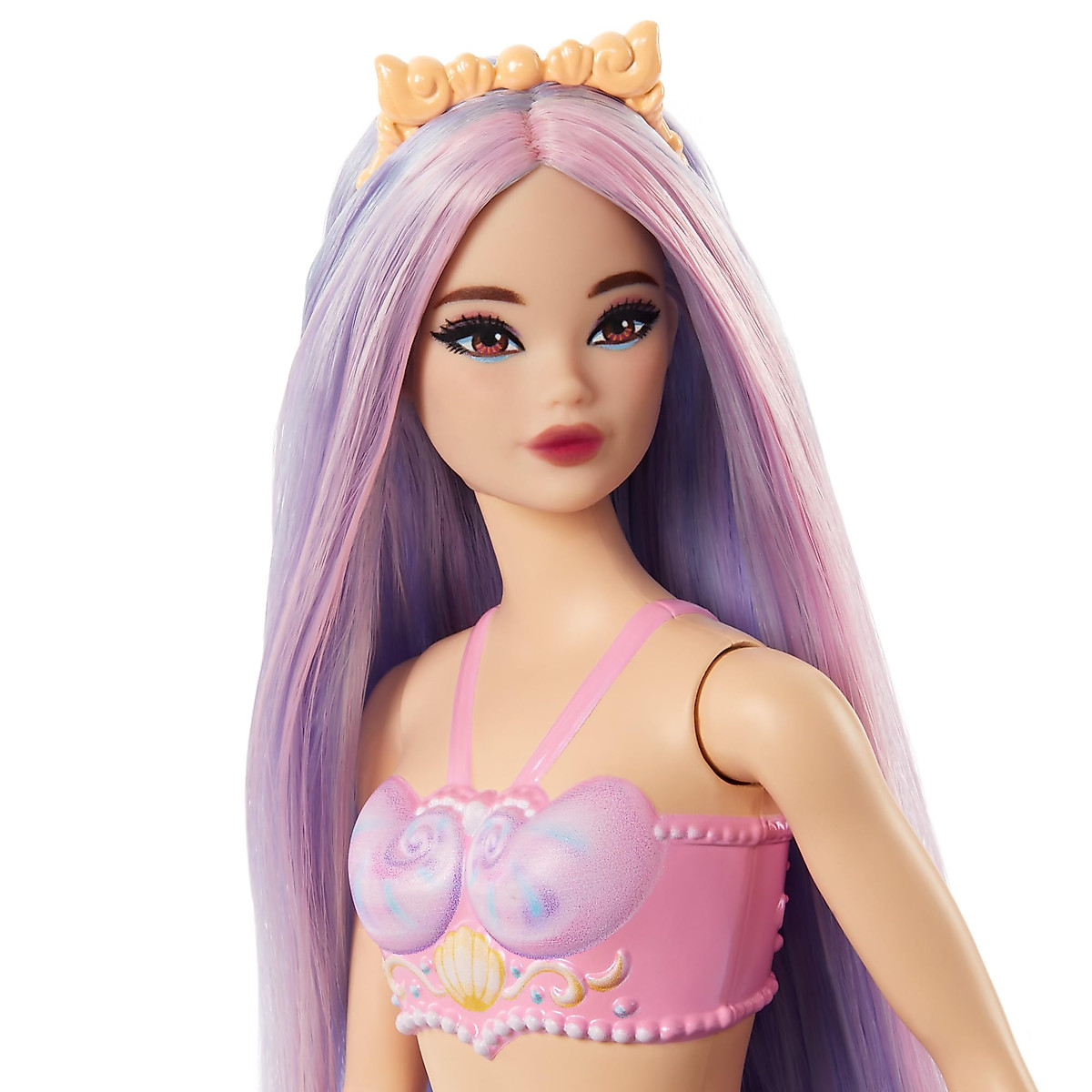 Barbie Mermaid Doll with Pink & Lilac Fantasy Hair & Headband Accessory, Toy with Shell-Inspired Bodice & Lavender Tail
