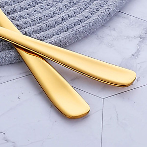 Bisda Buffet Serving Spoons, Stainless Steel 10 Inch Gold Plated Server Set of 2, Large Salad Serverware Utensils, Dishwasher Safe