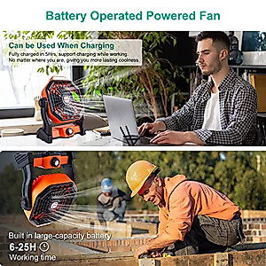 ERAVSOW Portable Camping Fan, USB Rechargeable Fan with Light & Hook, Battery Operated Powered Fan for Outdoor,Home,Office,Tent,Desk,Travel(Orange)