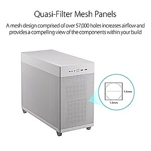 ASUS Prime AP201 33-Liter MicroATX White case with Tool-Free Side Panels and a Quasi-Filter mesh, with Support for 360 mm Coolers, Graphics Cards up to 338 mm Long, and Standard ATX PSUs