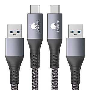 CONMDEX USB A to USB C Cable (10ft, 2-Pack) 10Gbps USB 3.1 Gen 2 Type C Data Transfer Cable, Long Android Auto USB Cable for iPhone 16/15 Plus 16/15 Pro Max Samsung Galaxy S23 PS5 Controller