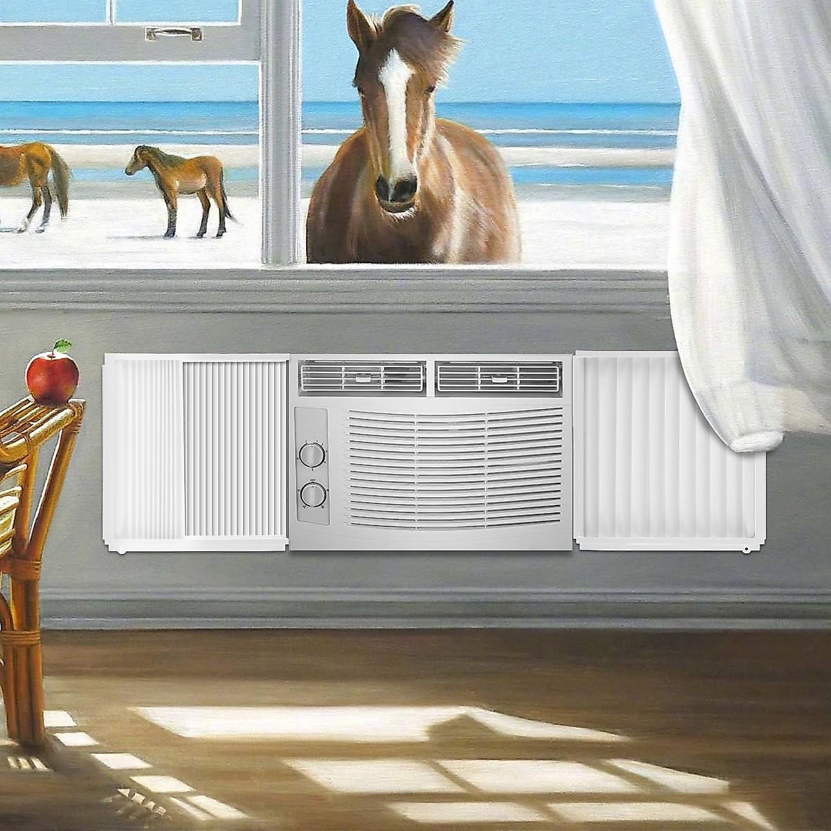 Window Air Conditioner, Side Panels and Frame Set, Adjustable Insulation AC Side Panels Dust-proof AC Side Panels AC Accessories for Winter and Summer Air Conditioner Accordion Filler Kit