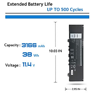 NATNO F62G0 Laptop Battery Replacement for Dell Inspiron 13 7000 2-in-1 7373 7370 7380 7386 5370 P83G P83G001 F62GO RPJC3 0RPJC3 39DY5 039DY5 [11.4V 38Wh 3166mAh]