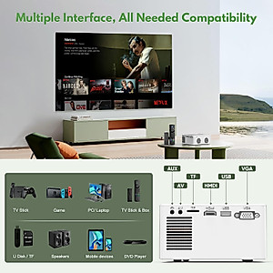 WiFi Projector with 100’’ Projector Screen, 9000Lux Projector for Outdoor Movies 1080P Full HD Supported Mini Portable Projector Compatible with Smartphone TV Stick HDMI USB AV AUX