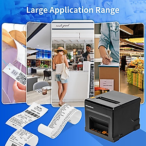 NetumScan USB POS Receipt Printer, 80mm Thermal Receipt Printer with Auto Cutter Cash Drawer, 300mm/s, USB Interface, Support Windows/Mac/Linux, Restaurant Kitchen Printer for ESC/POS