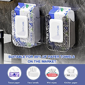 Kitchen Wipes Storage Box, Acrylic Wall Mounted Tissue Box Holder, 2024 New No Punching Wall-Mounted Tissue Holder for Bathroom, Flushable Wet Tissue Dispenser for Toilet Bathroom Home(White+Grey)