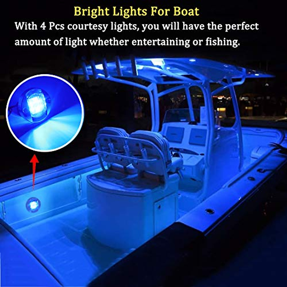 Boaton Marine Boat LED Night Fishing Lights, Boat Interior/ Courtesy / Deck Lights For Pontoon Boat, Bass Boat, Yacht (Blue)