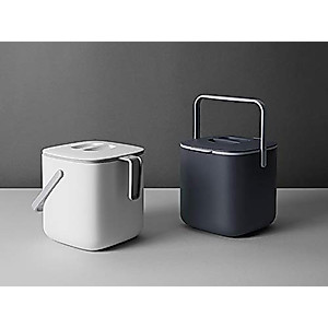 Litem Food Waste Basket Bin – a countertop Bucket with Extra Long Handles for Your conveniences 0.68 Gallons (2.6L) (Dark Gray)
