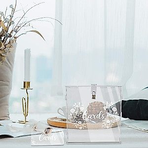 Wedding Card Box Arcylic Clear Card Box with Lock for Wedding Reception Gift Card Box Money Box Holder with Sign for Birthday Anniversaries Bridal Baby Shower