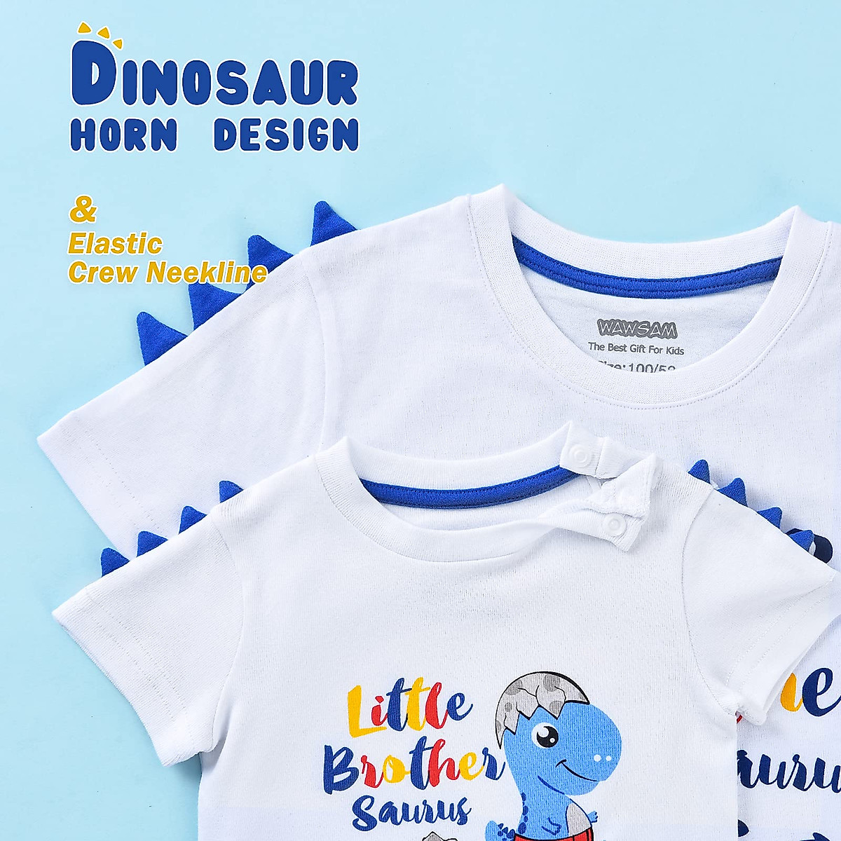 WAWSAM Big Brother Little Brother Matching Outfits Big Bro Little Bro Sibling Shirt Set Dinosaur Matching Outfit Gifts Included Big Bro. T Shirt Lil Bro Bodysuit Set