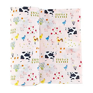 Mud Pie Pink Farm Print Swaddle