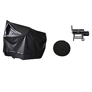 acoveritt Heavy Duty Charcoal Grill Offset Smoker Cover, Outdoor Smokestack BBQ Cover, Special Fade and UV Resistant Material, Fits Brinkmann Trailmaster, Char-Broil, Dyna-Glo and More Black