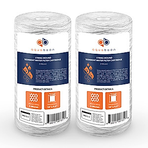Aquaboon 4 Pack of 5 Micron 10" x 4.5" Pleated Sediment Water Filter Replacement Cartridge & Aquaboon 2-Pack of 5 Micron 10" String Wound Sediment Water Filter Replacement Cartridges
