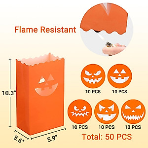 Stmarry 50 pcs Day of The Dead Luminary Bags, Halloween Luminary Bags, Flame Resistant Candle Bag Lanterns, Dia De Los Muertos Party Decorations - Paper Treat Bags