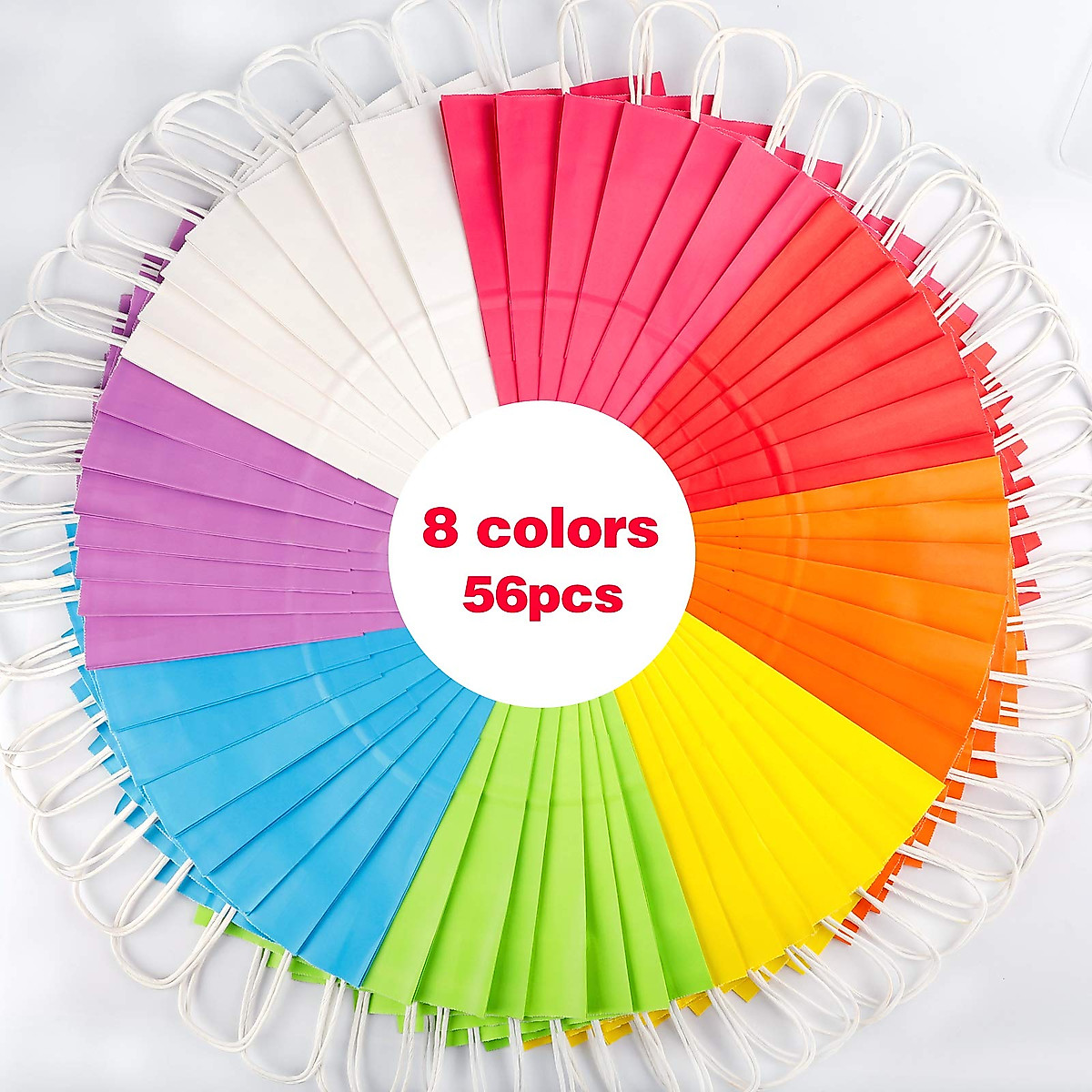 Moretoes 56pcs Small Gift Bags, Colors Gift Wrap Bags, Kraft Paper Party Favor Bags with Handles for Kids Birthday, Wedding and Celebrations