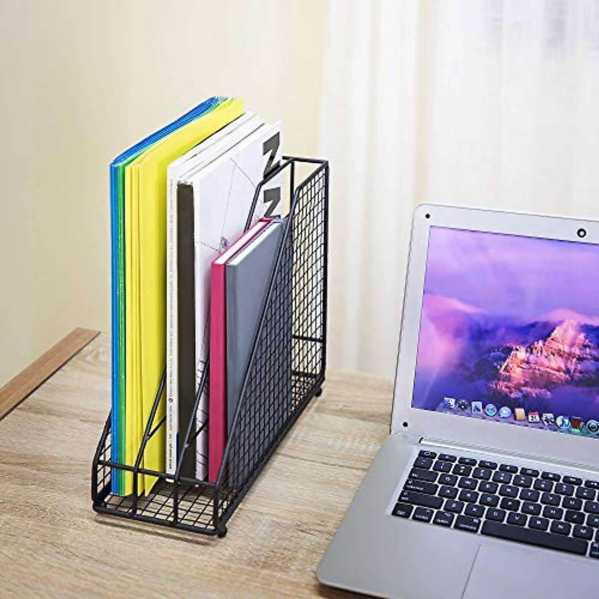 Home Zone Living Desk Document File Tray Organizer | Sort Workspace Office Supplies, Paper and Notebooks | Vertical Sorter (Black),File Sorter,3-Tier Vertical (Slim),CAD1048U