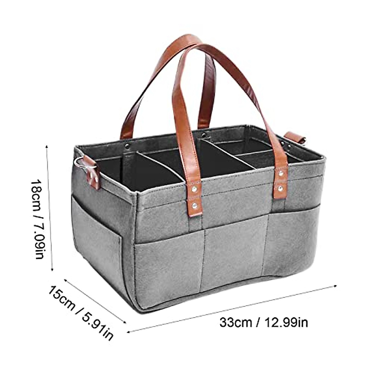 KITERI Diaper Caddy Basket, Felt Storage Caddy, Baby Diaper Caddy Organizer With Handles, Portable Nursery Storage Bin, Baby Diaper Organizer Caddy Bag Suitable For Diapers And Cars