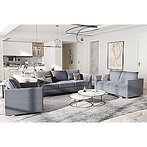 HONBAY 3 Piece Sofa Sets for Living Room Furniture Couch Set Modular Sofa Set with Polyester Fabric 3 Seats Sofa Loveseat and Armchair in Bluish Grey