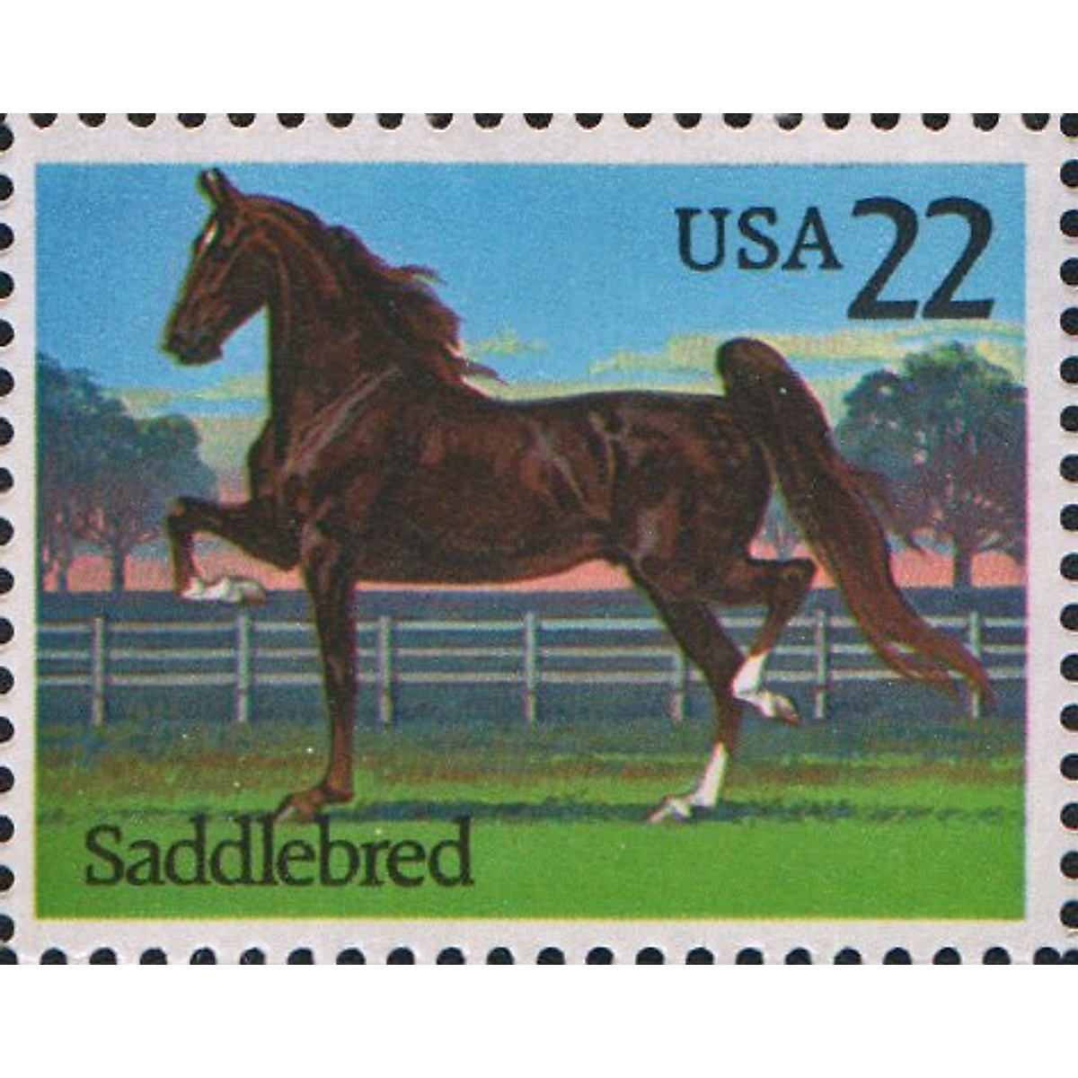 USPS Horse Breeds 1985 Full Sheet of 40 x 22 Cent Stamps Scott 2155-58