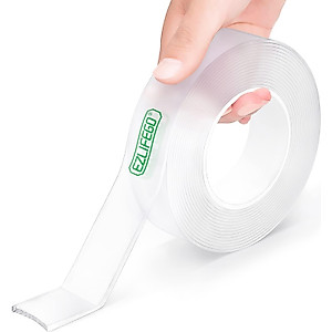 EZlifego Double Sided Tape Heavy Duty, Multipurpose Removable Clear & Tough Mounting Tape Sticky Adhesive, Reusable Strong Wall Tape Picture Hanging Strips Poster Carpet Tape (Extra Large 9.85FT)